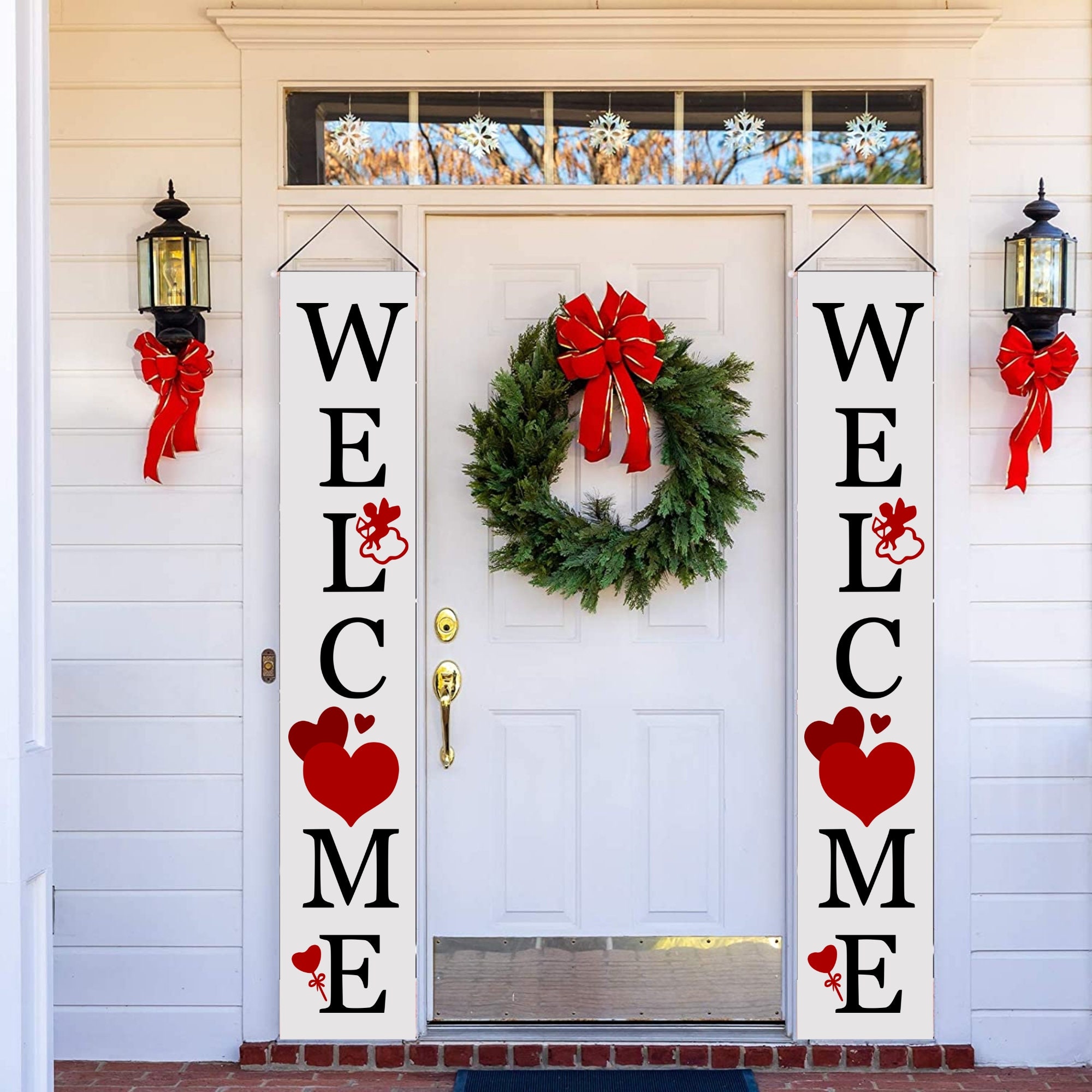 Valentines Day Welcome Sign Svg Porch Sign Svg Vertical | Etsy