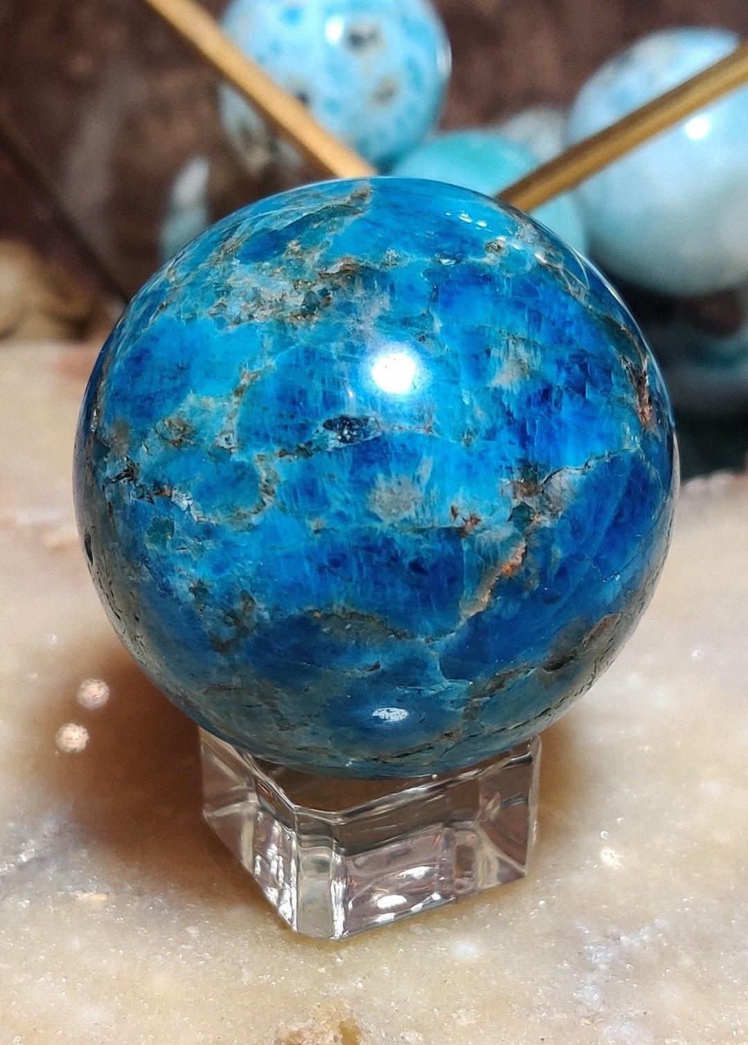 Flashy Blue Apatite Crystal Sphere 50MM Blue Apatite Spheres - Etsy UK