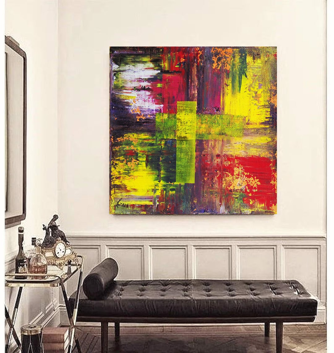 Abstract Acrylic Painting – Modern Original Art on Stretched Canvas ...