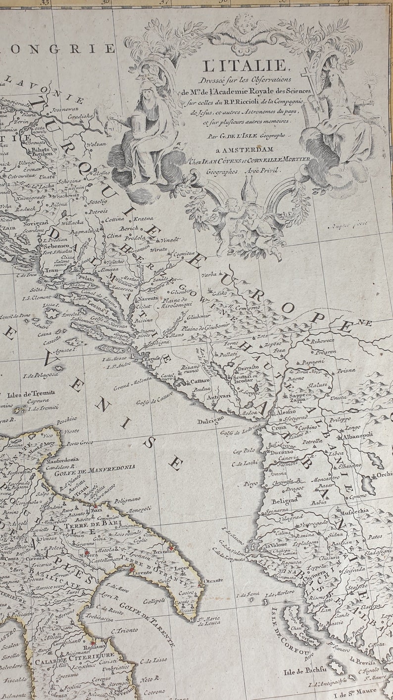 Original Big Map Italy Europe 1720 De L'isle Pierre - Etsy