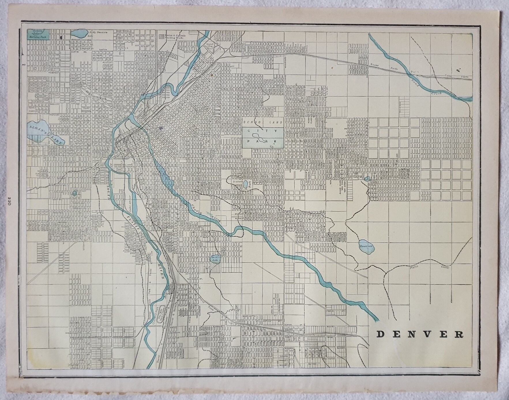 Denver and Colorado Big Map United States of America 1890 Cram | Etsy UK
