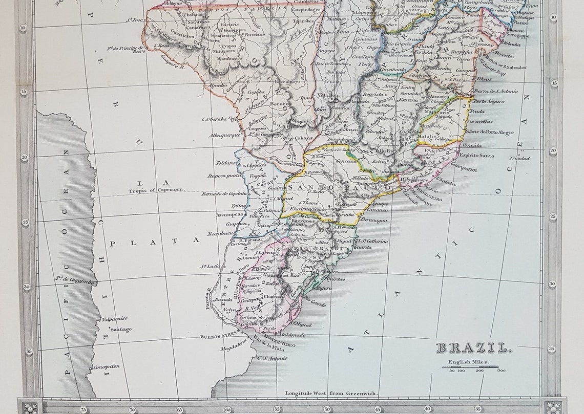Map Brazil 1835 Findlay Coloured by Hand - Etsy