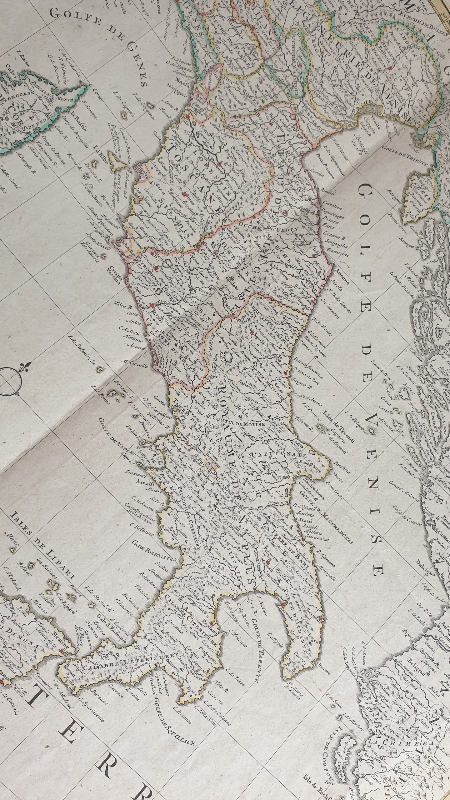 Original Big Map Italy Europe 1720 De L'isle Pierre Mortier Aquarello ...