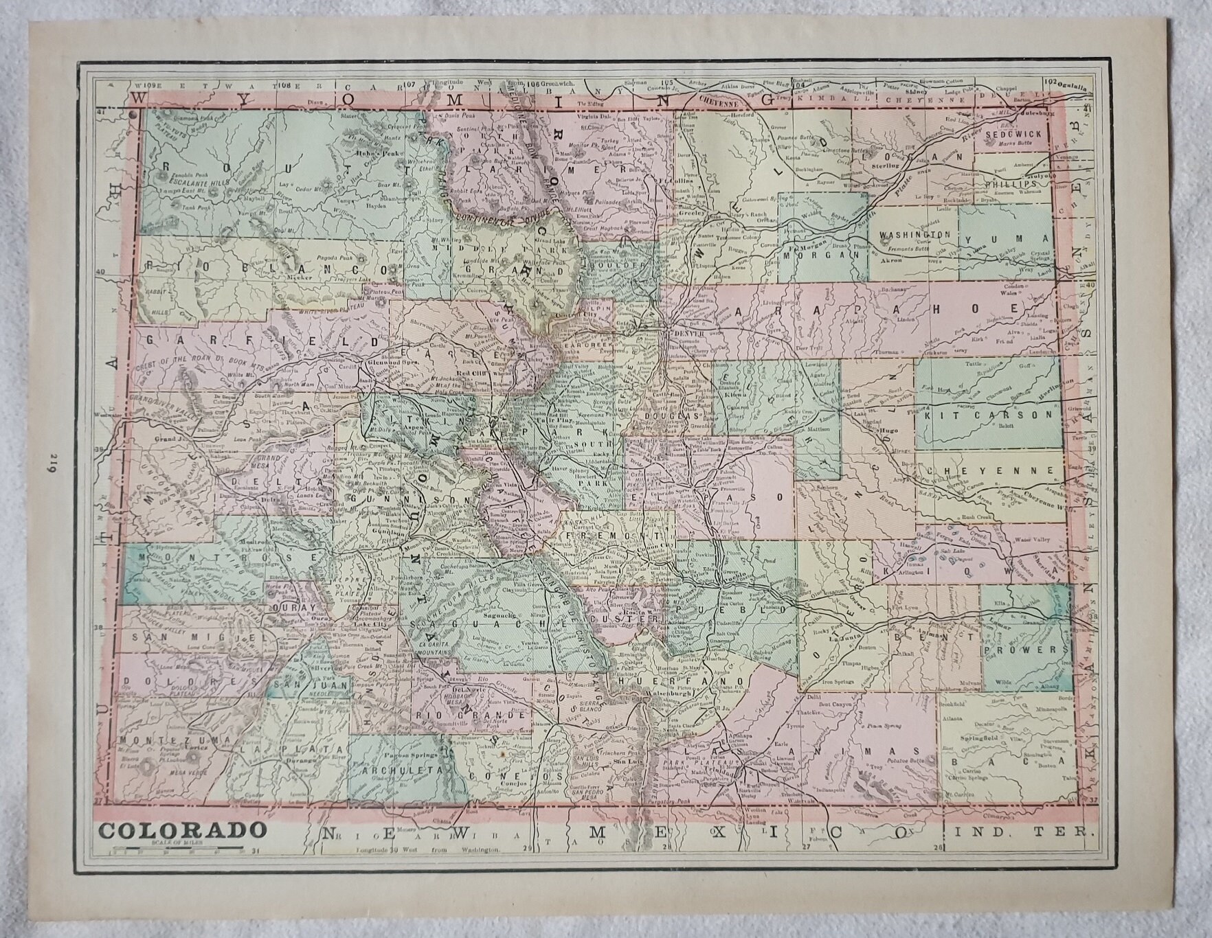 Denver and Colorado Big Map United States of America 1890 Cram - Etsy UK