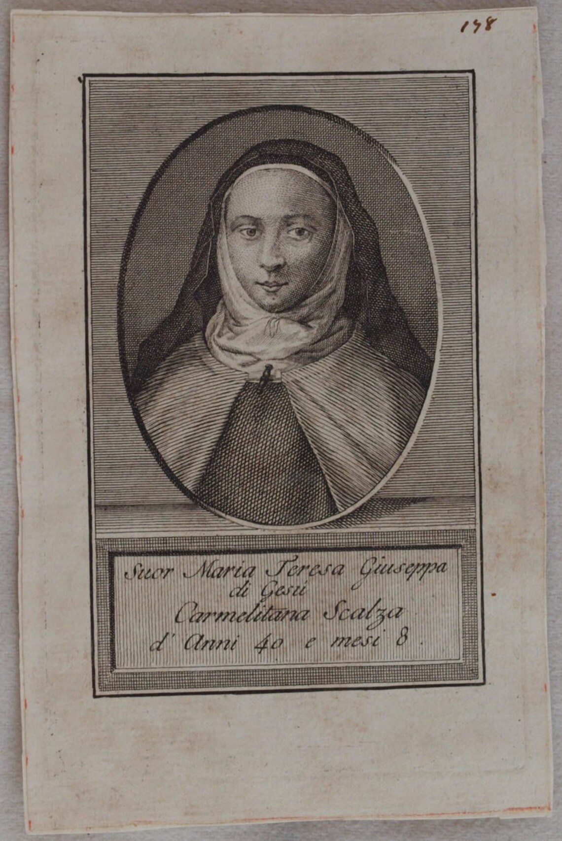 Woodcut Print 18th Century Nun Maria Teresa Giuseppa Di Gesu - Etsy