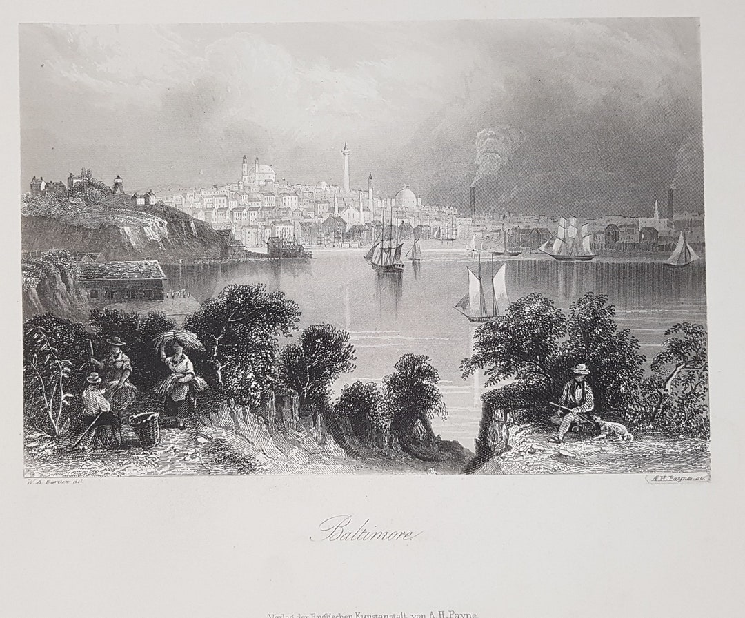 Animated View Baltimore Maryland US 1860 Payne After Bartlett - Etsy