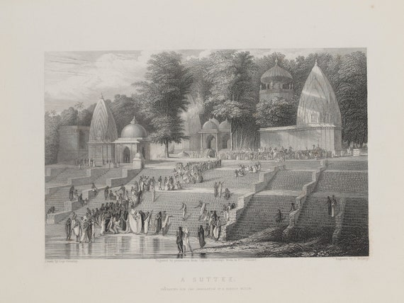 Animated View Suttee Immolation Widow India Ganges River | Etsy