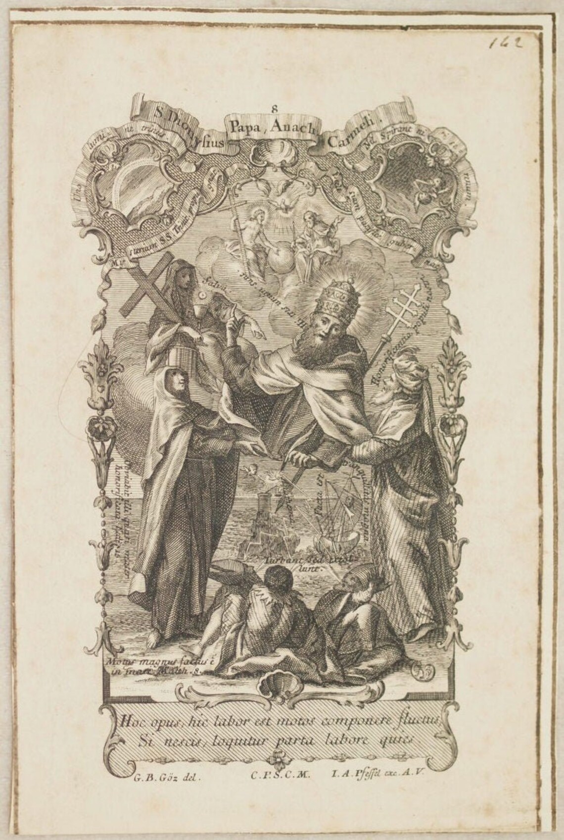 Woodcut Print 18th Century Saint Pope Dionysius Discalced Carmelites ...