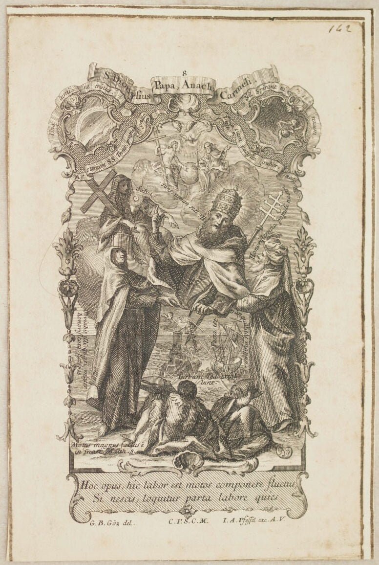 Woodcut Print 18th Century Saint Pope Dionysius Discalced Carmelites ...