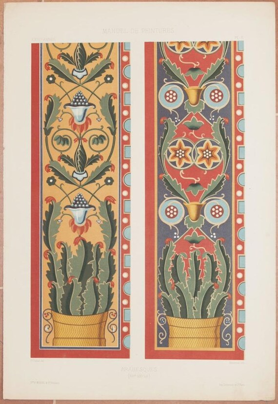 Wall Hangings Arabian style Decoration Architect Chromolytography 1866 ...