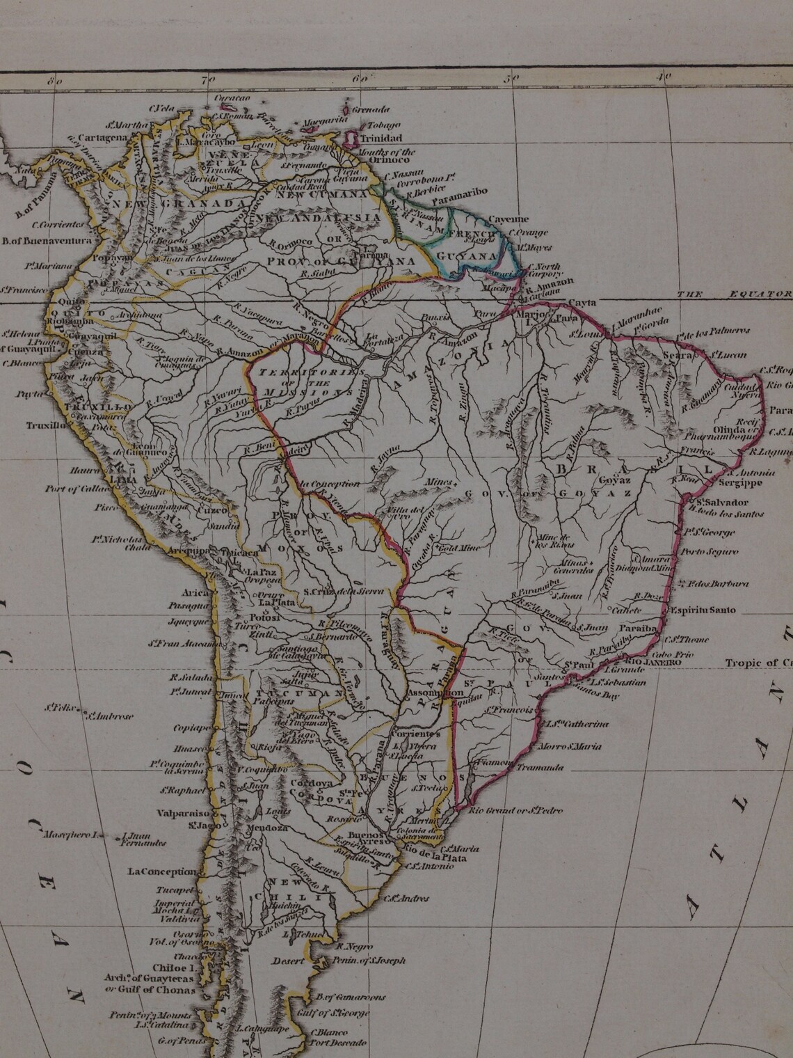 Map South America 1815 J. C. Russell Coloured by Hand - Etsy