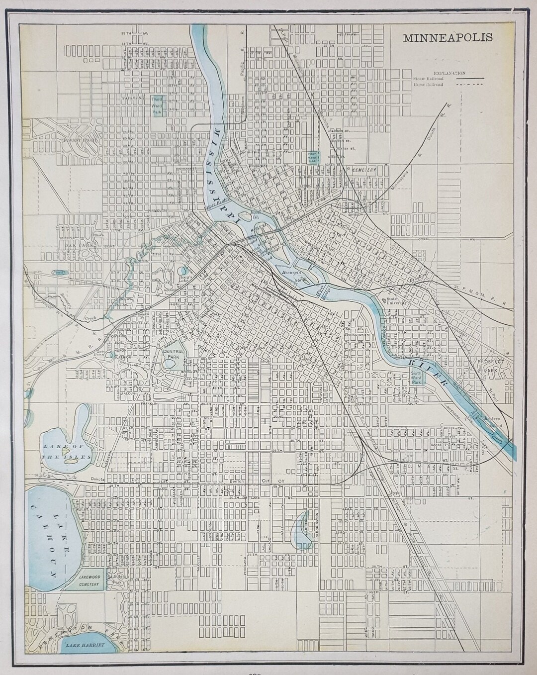 Minneapolis and Missouri Big Map United States of America 1890 Cram ...