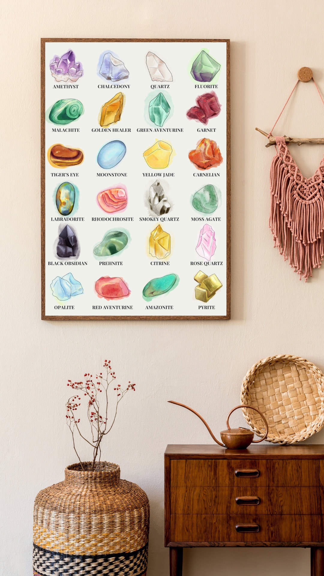 Printable Crystal Collectors Chart, Crystal Meanings Guide, 24 ...