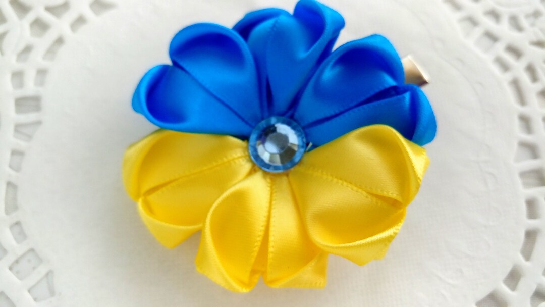 Ukrainian Flower Pin, Yellow and Blue Hair Clip, Stand With Ukraine ...