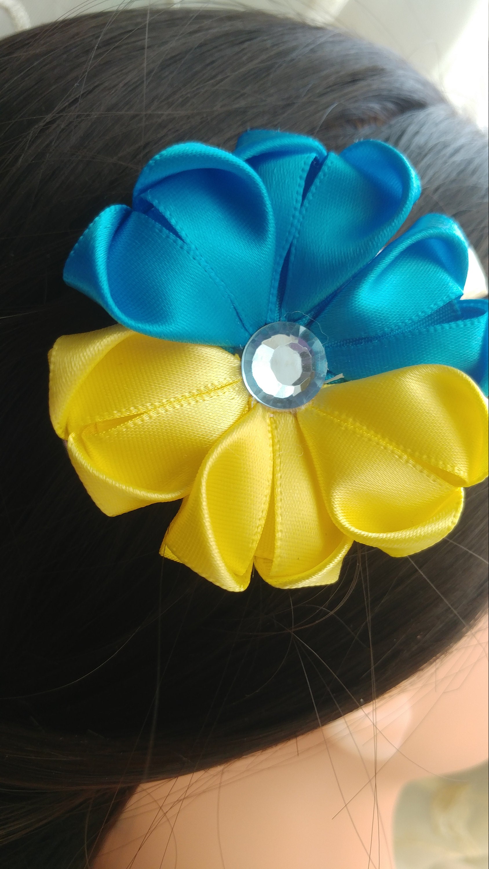 Ukrainian Flower Pin Yellow and Blue Hair Clip Stand With - Etsy