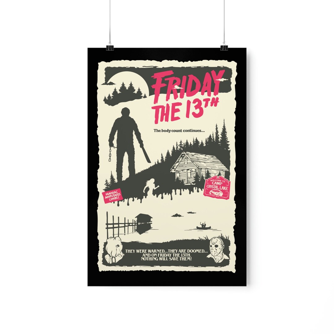The Friday 13th Vintage Horror Movie Poster Matte Finish 90's 80's ...