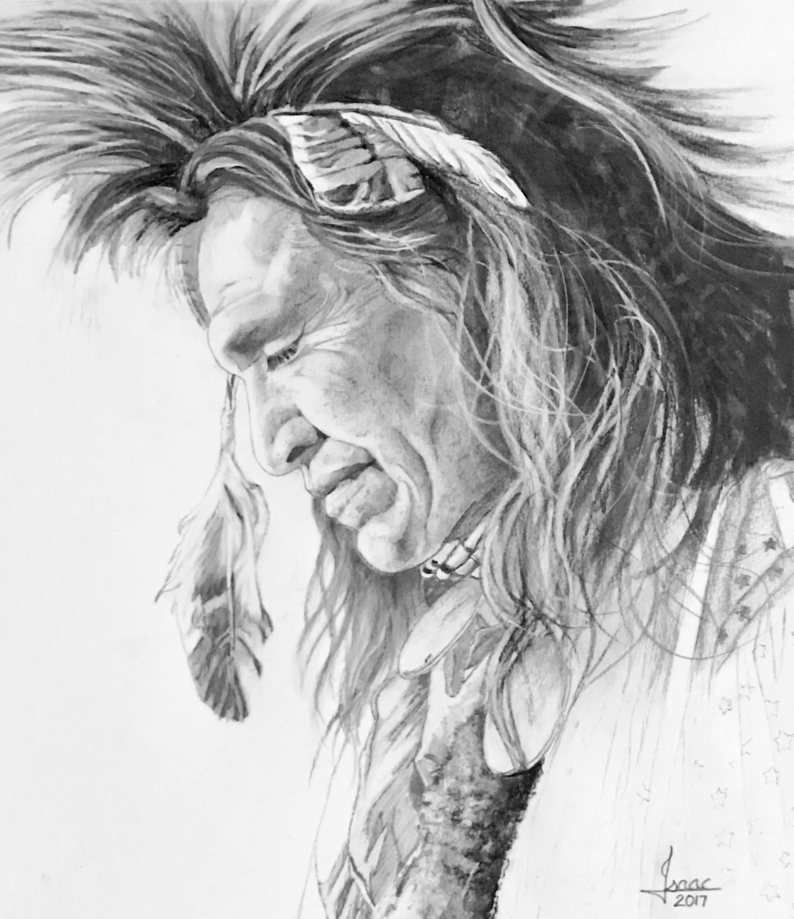 Native American Medicine Man Drawing