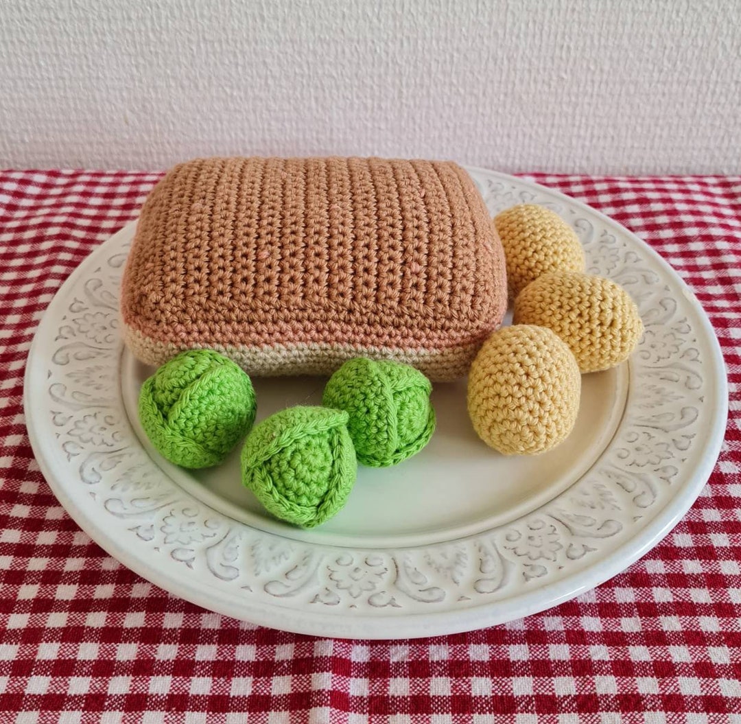 Crochet, Play Food Set: Roast, Potatoes and Brussel Sprouts - Etsy
