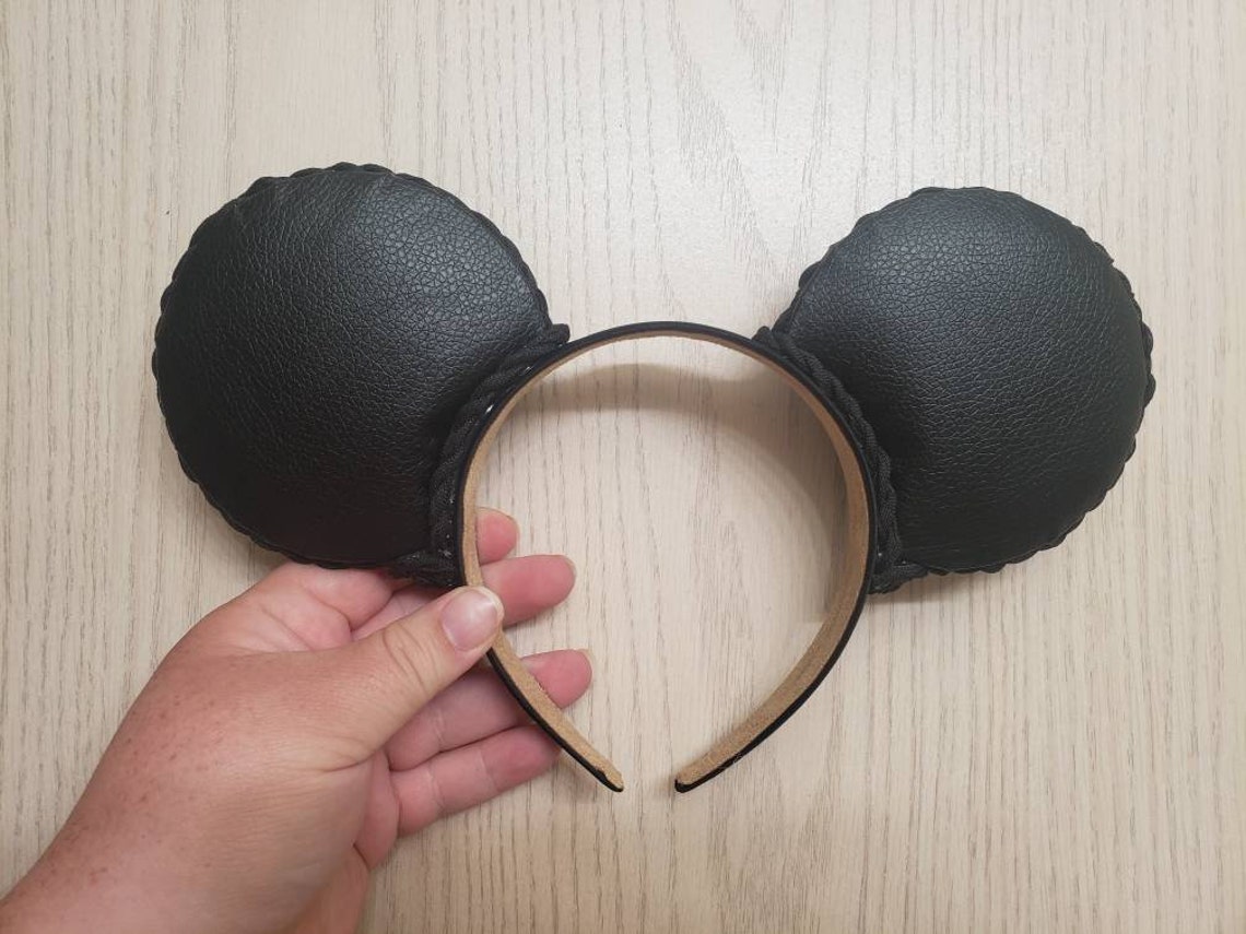 Vegan Leather All Black Mickey Ears | Etsy