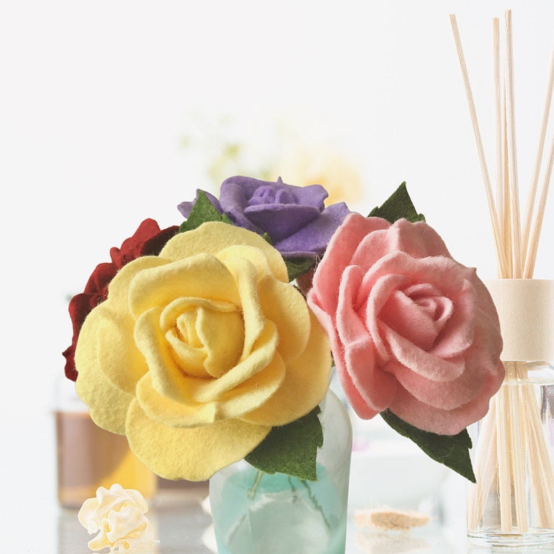 Rose Felt Flower Stems Wool Felt Flowers Wedding Bouquet - Etsy