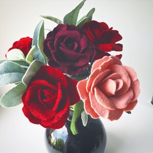 Rose Felt flower Stems Wool Felt flowers Wedding Bouquet | Etsy