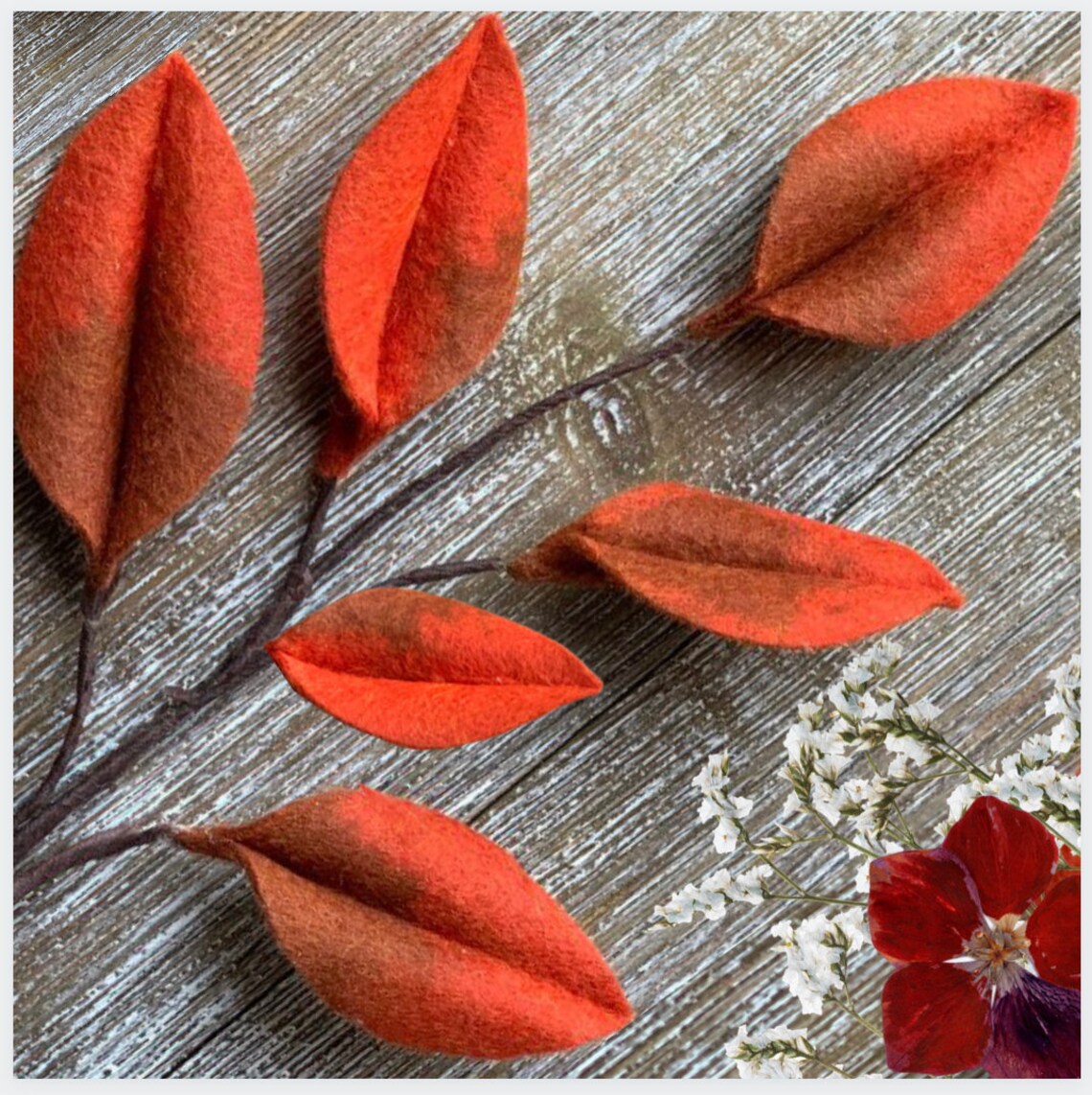 Hand Painted Felt Fall Leaves Stem Faux Fall Leaves Branch | Etsy