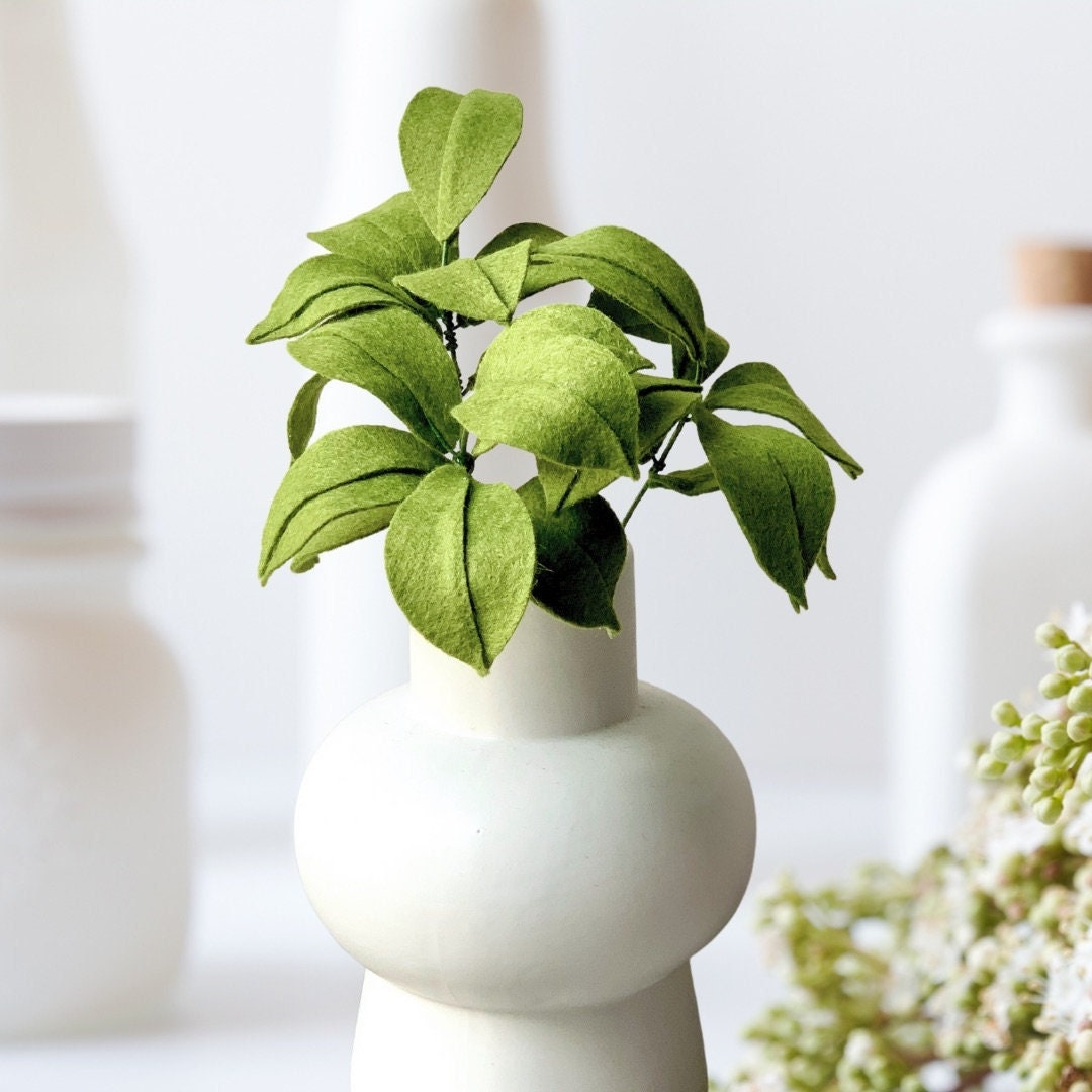 Handcrafted Felt Greenery Leaf Stem: Floral Arrangements and Decor - Etsy