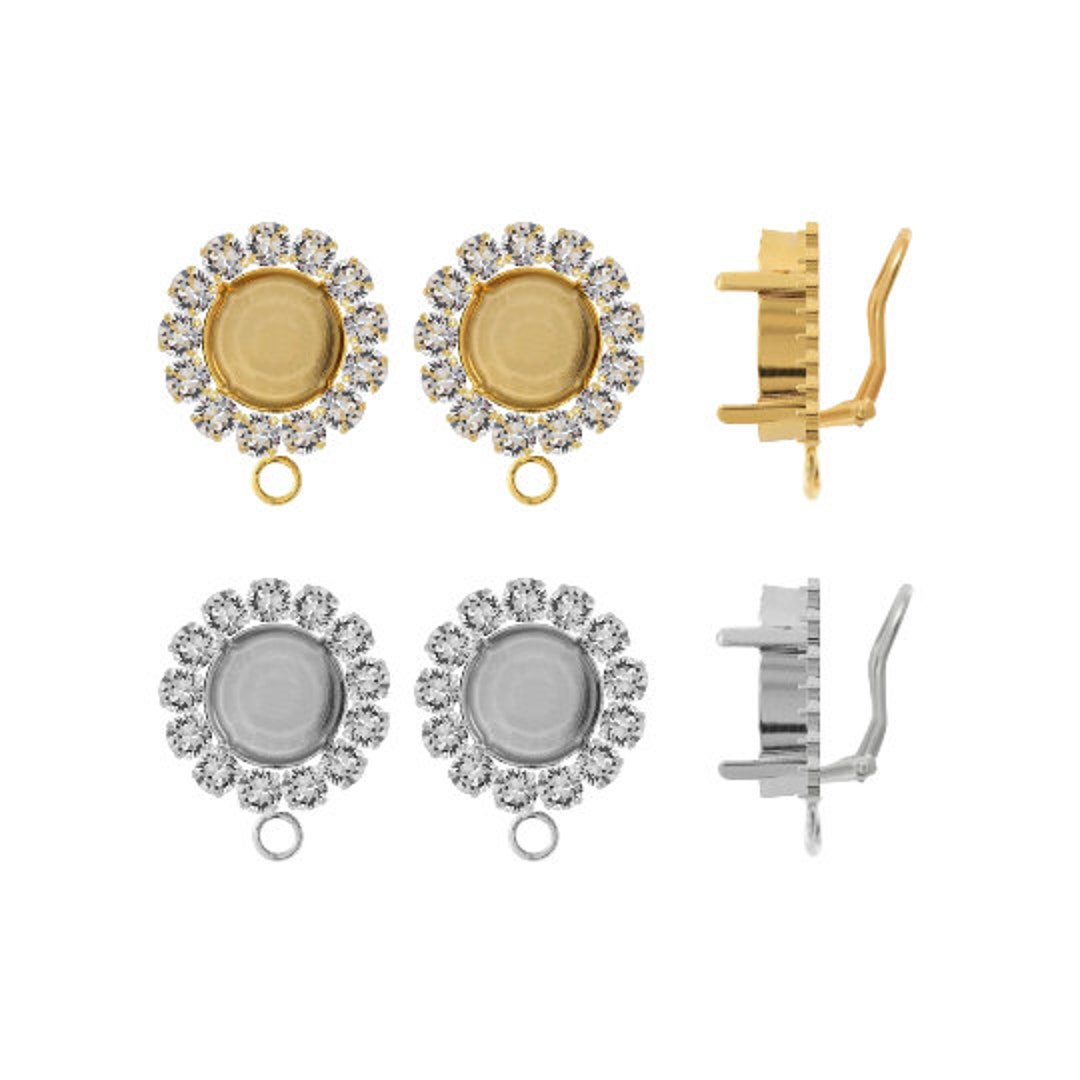 Empty Clip on Earring Base for Round Crystals Ss39 8mm With Preciosa ...