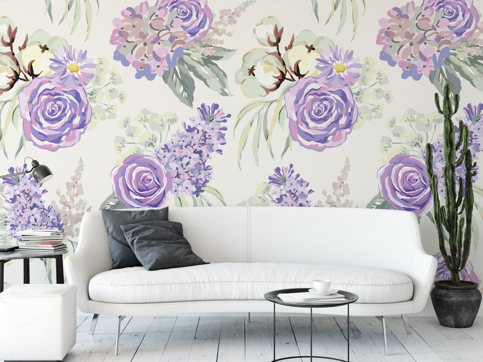 Wallpaper Peel and Stick Wallpaper Mauve Roses Lilacs - Etsy