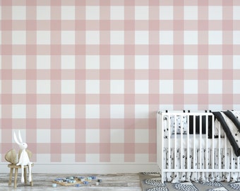 Pink Buffalo Check Wallpaper - Etsy