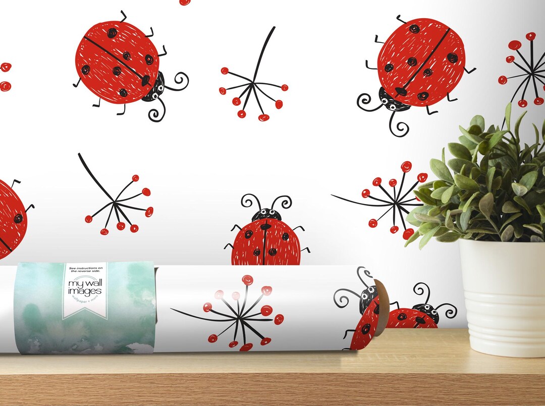 Ladybugs Kids Room Removable Wallpaper, Wall Art, Peel and Stick ...