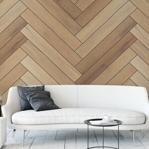 Large Wide Faux Wood Herringbone Removable Wallpaper, Peel and Stick ...