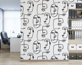 Line Art Removable Wallpaper - Etsy