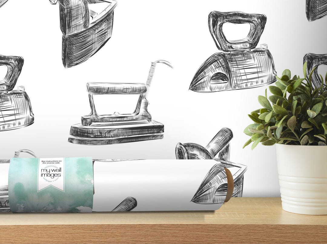 Irons Removable Wallpaper, Wall Art, Peel and Stick Wallpaper, Laundry ...