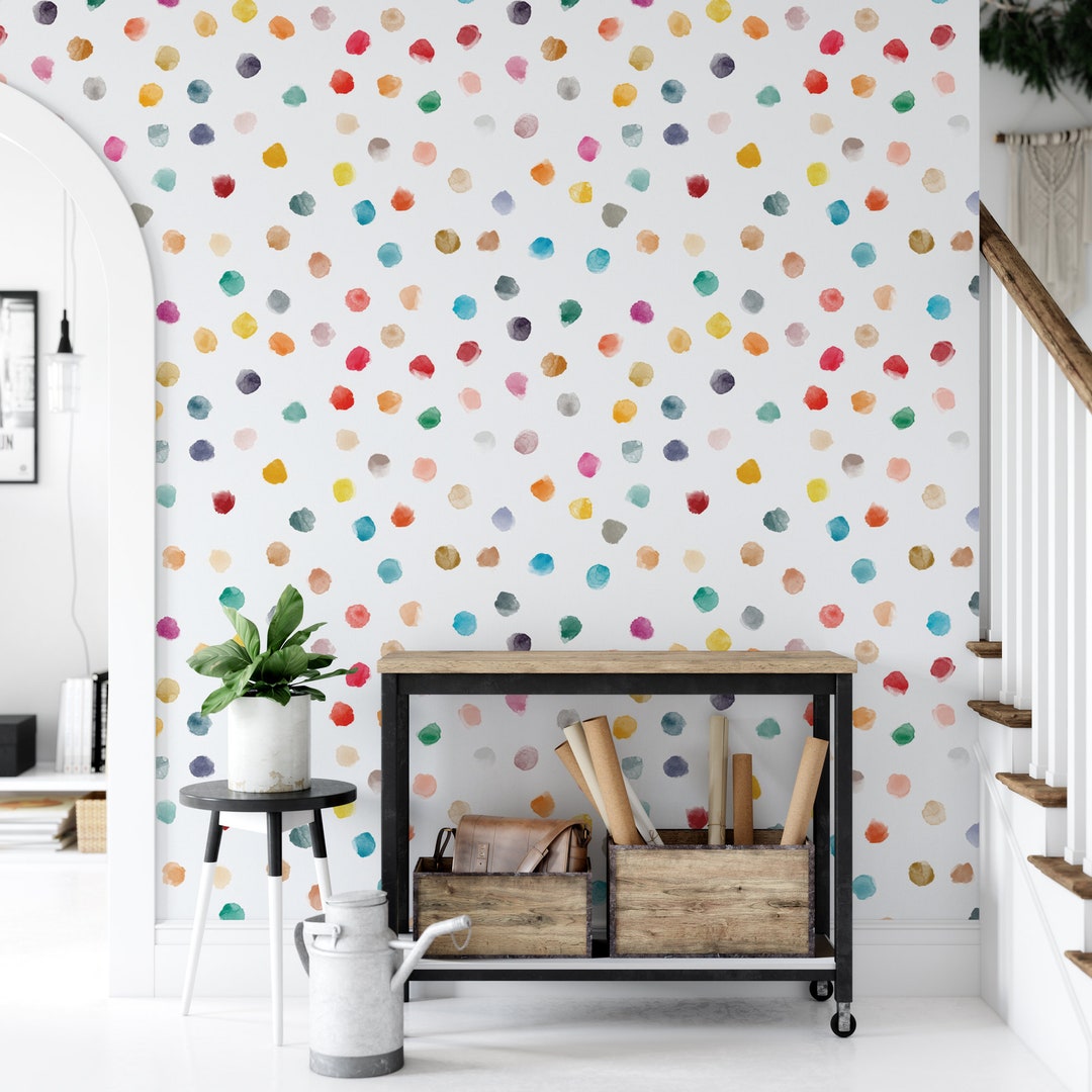 Colorful Watercolor Spots Removable Wallpaper Wall Art Peel - Etsy