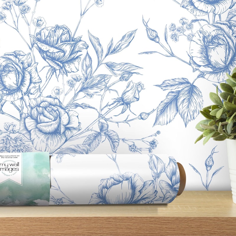 Blue Peel and Stick Wallpaper - Etsy