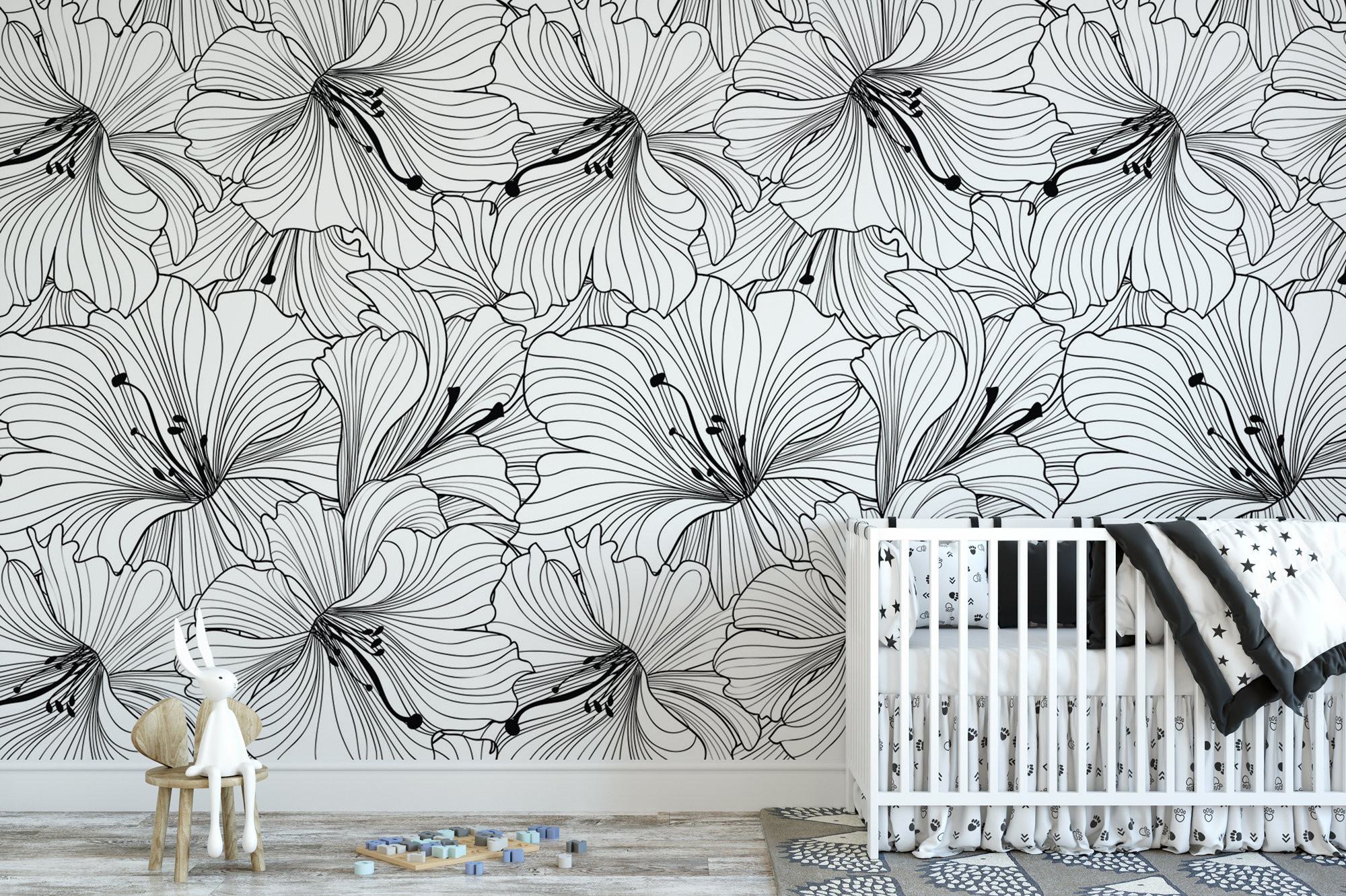 Wallpaper Peel and Stick Wallpaper Black and White Large - Etsy