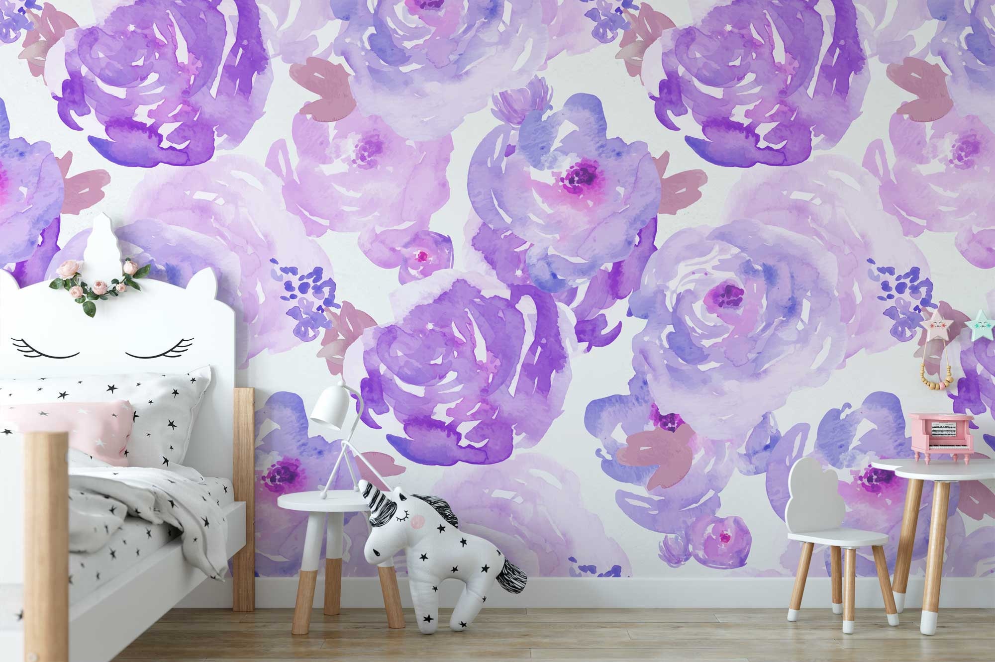 Watercolor Purple Floral Removable Wallpaper Self-adhesive | Etsy