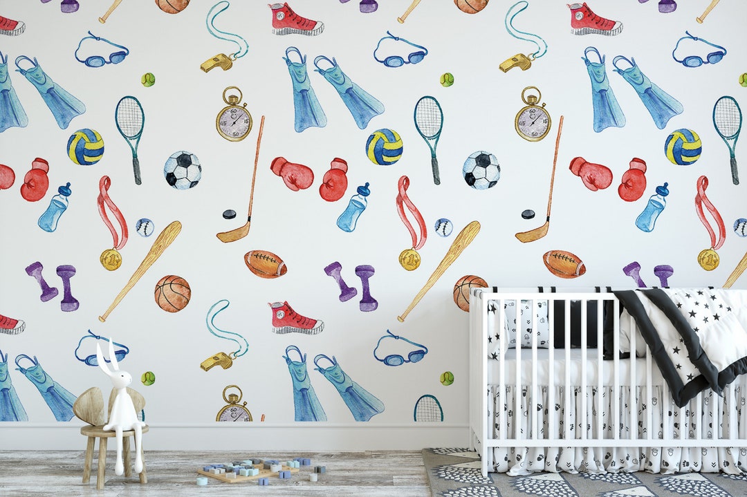 Go Sports, Swim Tennis, Boxing, Gym Removable Wallpaper, Wall Art, Peel ...