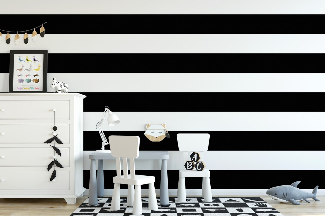 Bold Black Stripes Removable Wallpaper Wall Art Peel and - Etsy