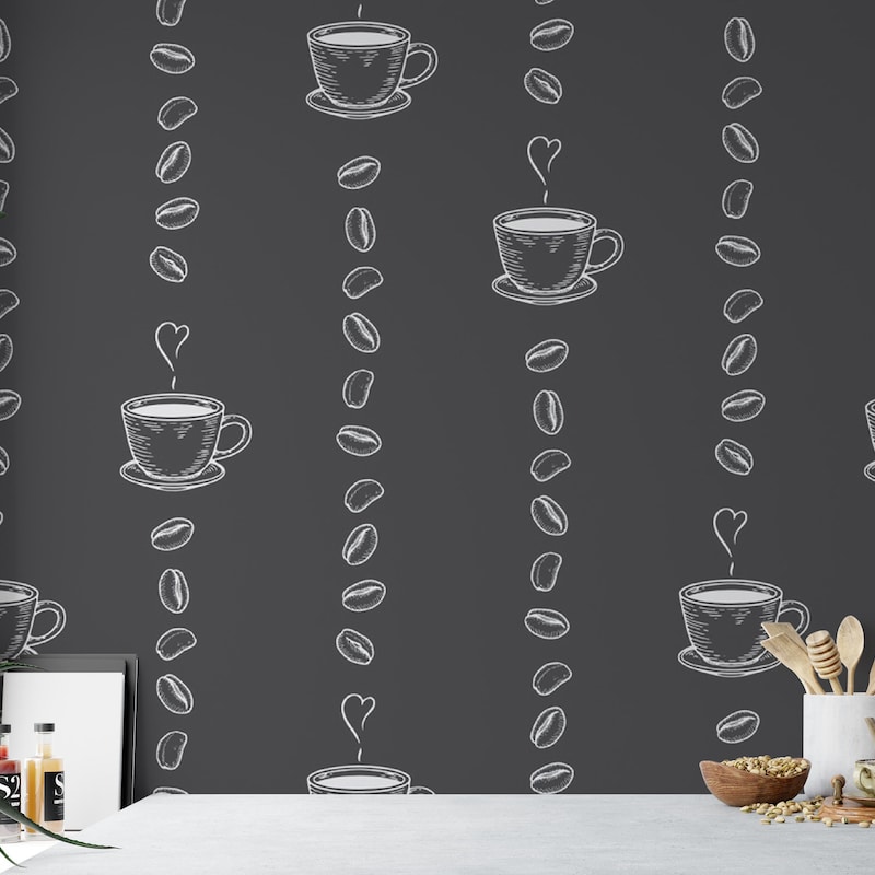 Coffee Kitchen Wallpaper - Etsy