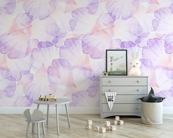 Watercolor Purple Floral Removable Wallpaper Peel and Stick | Etsy