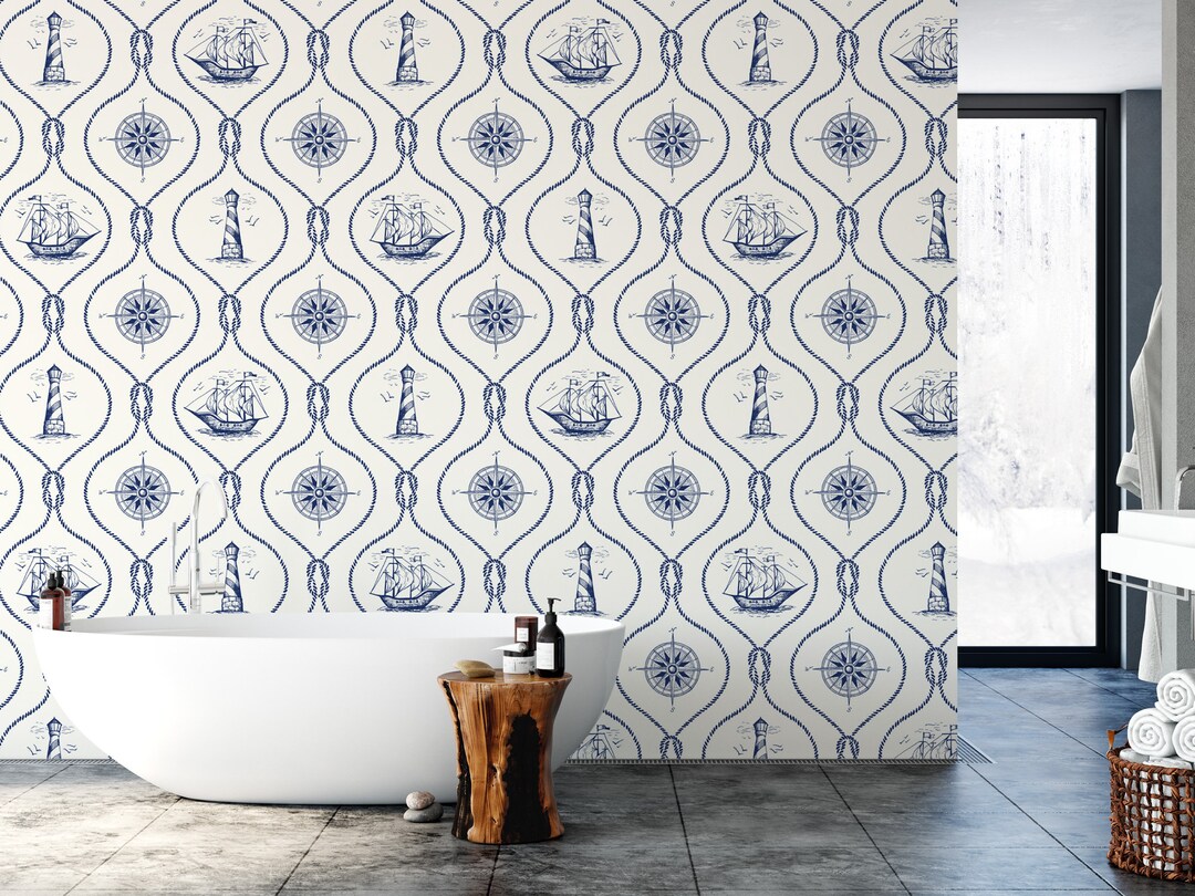 Nautical Compass, Ship, Lighthouses, Removable Wallpaper, Peel and ...