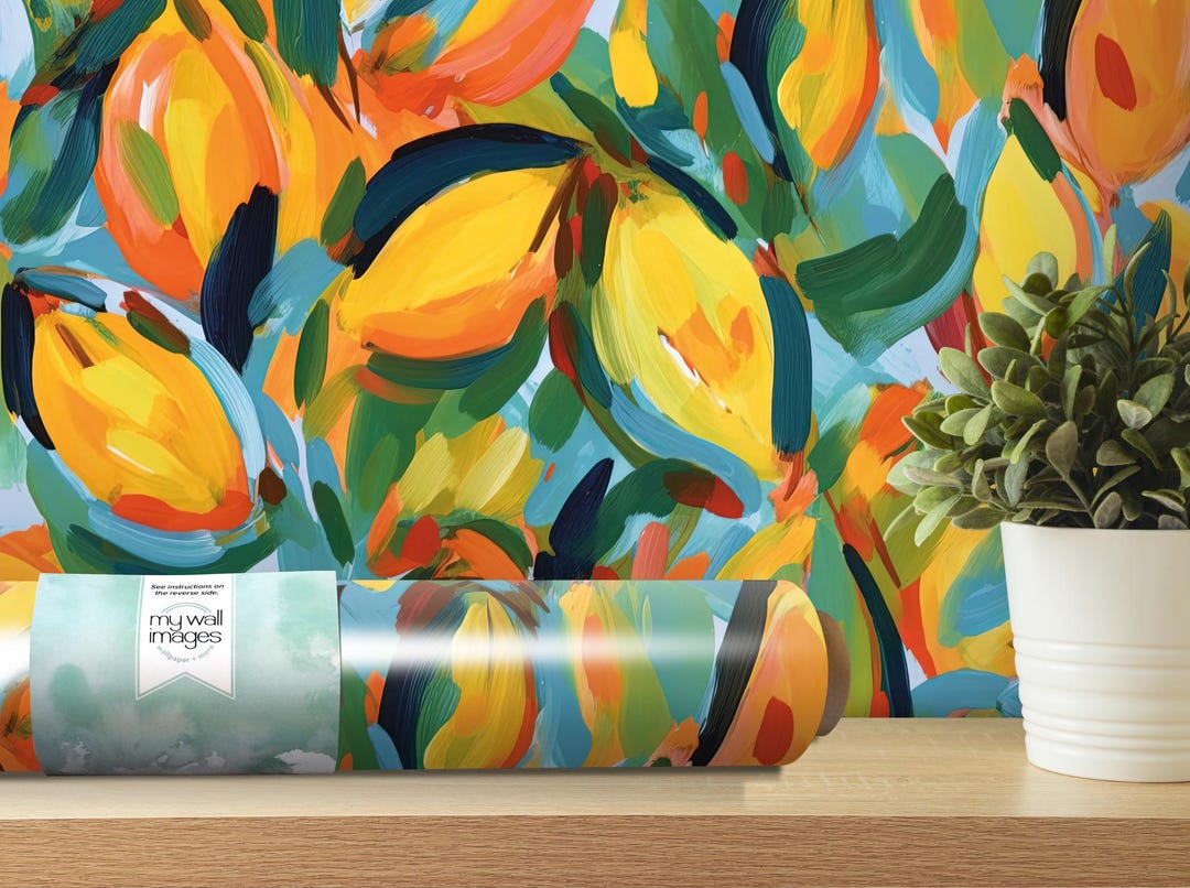 Vibrant Mango Mural, Peel and Stick Wallpaper, Removable Wallpaper ...