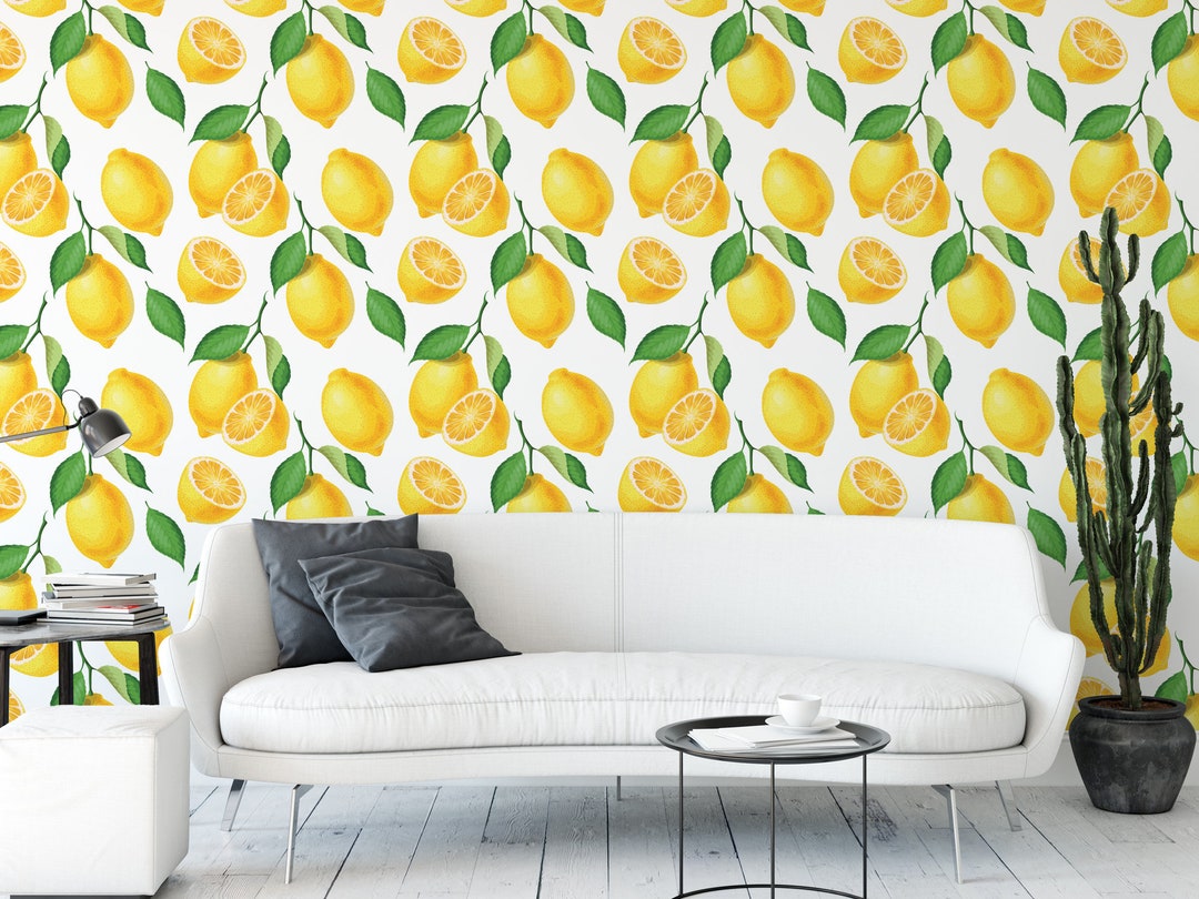 Large Lemons Removable Wallpaper Wall Art Peel and Stick - Etsy