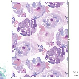Watercolor Purple Floral Removable Wallpaper, Wall Art, Peel and Stick ...