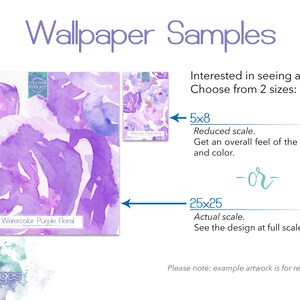 Watercolor Purple Floral Removable Wallpaper Self-adhesive | Etsy