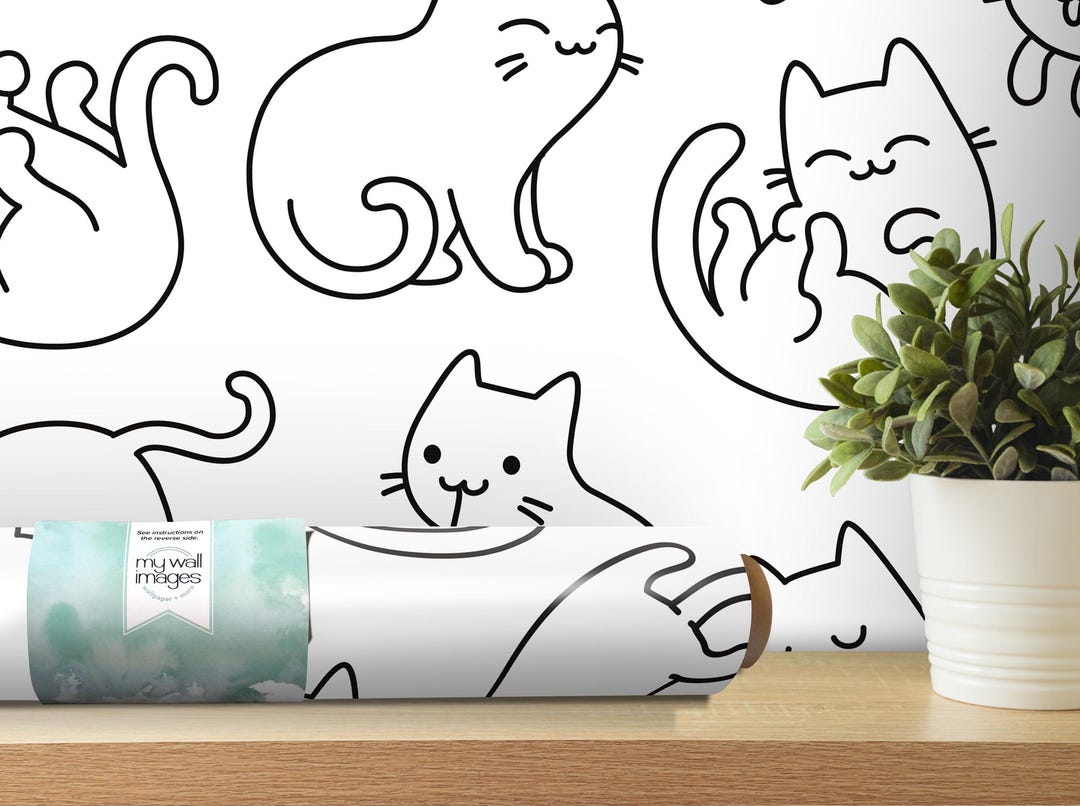 Cats Wallpaper, Kitten Peel and Stick Wallpaper | Removable Wall Mural ...