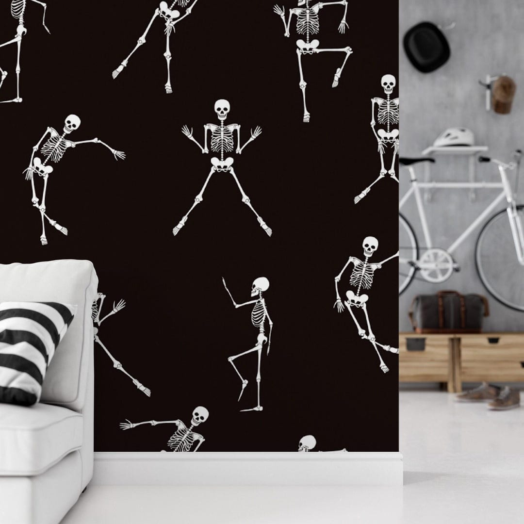 Skeleton Black Mural - Halloween Mural - Removable Peel and Stick ...