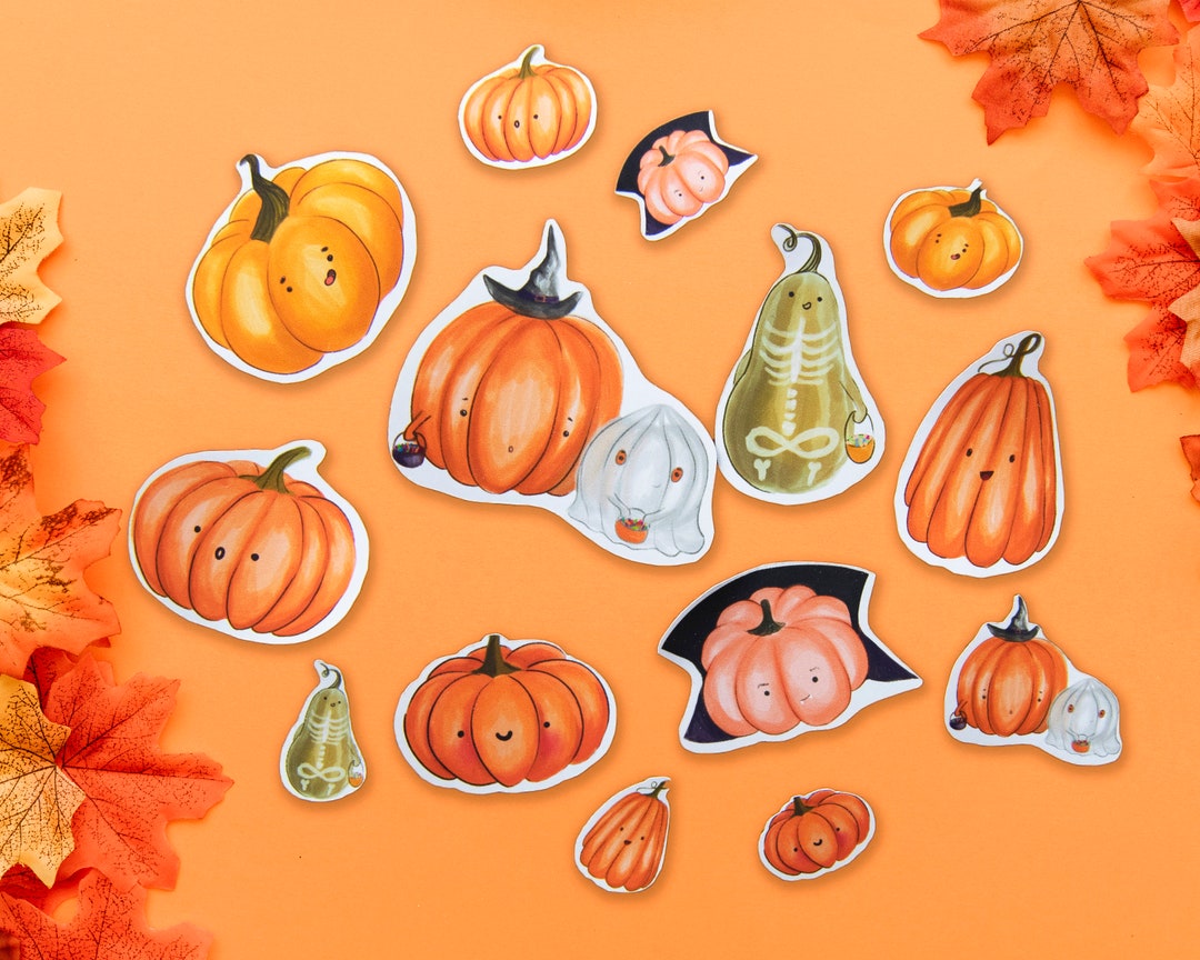 Cute Halloween Pumpkin Sticker Set Autumn Planner Stickers - Etsy